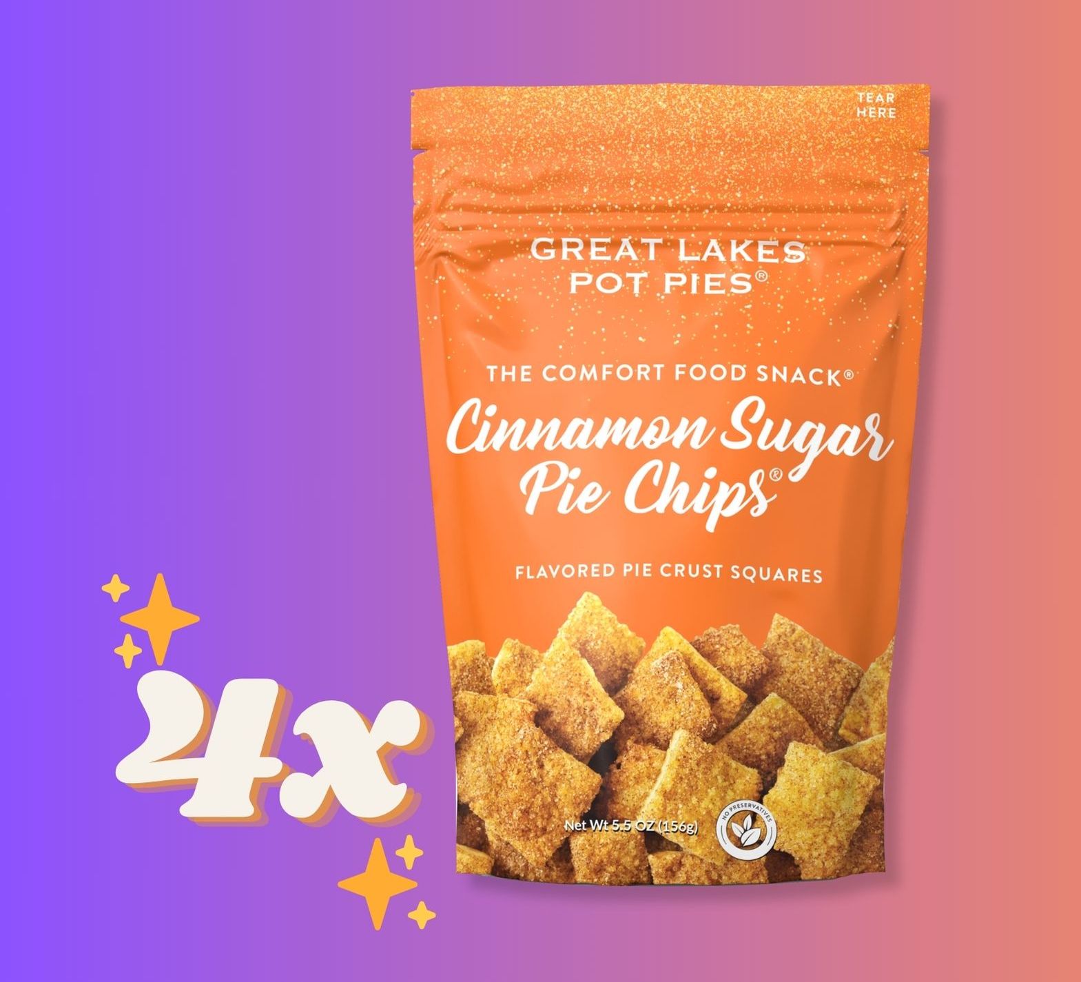 Cinnamon Sugar Pie Chips Bundle 4-pack | Great Lakes Pot Pies